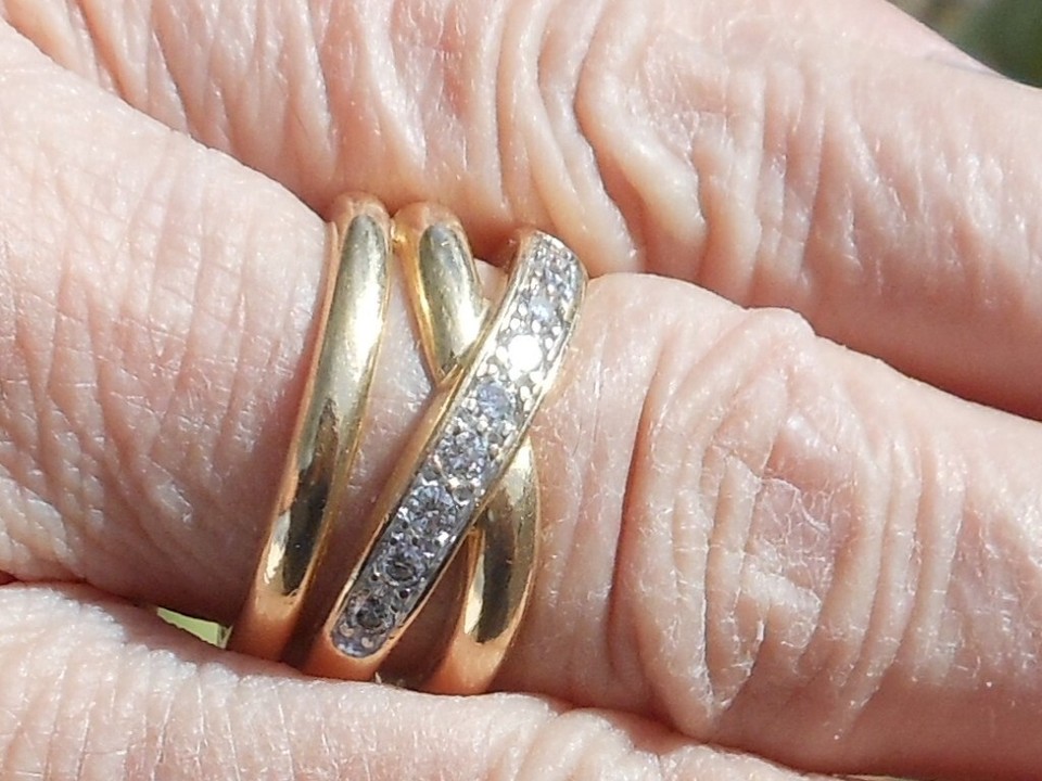 14k Yellow Gold Natural Diamond Criss-Coss Ring size 7 | eBay