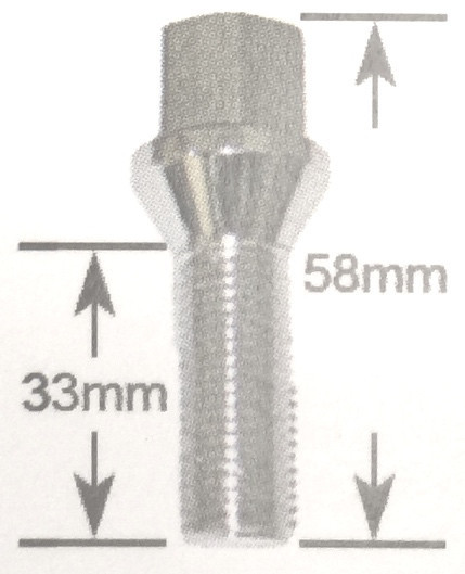 (20) 14x1.5 ACORN CHROME CONICAL CONE SEAT WHEEL LUG BOLTS 33MM AUDI VW ...