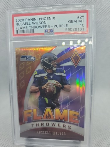 2020 Phoenix Russell Wilson Flame Throwers Purple 007/149 PSA 10 Gem ...