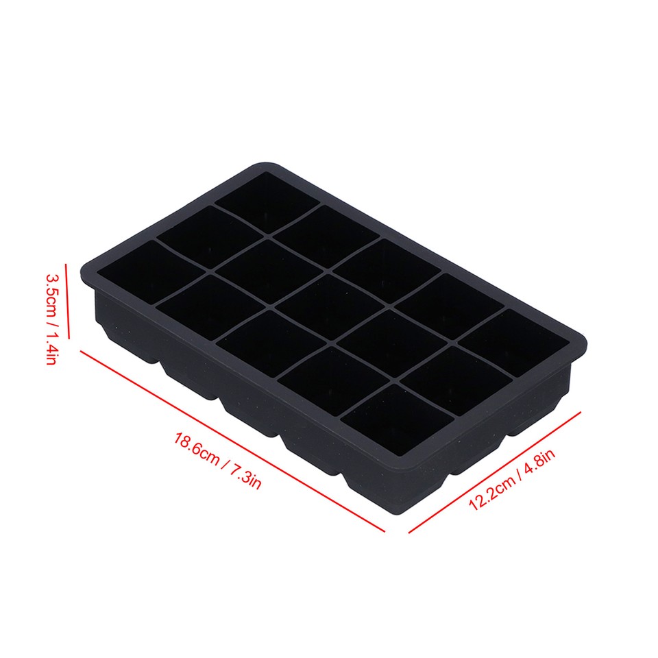 15‑Grids DIY Ice Mold With Lid Food Grade Silicone Ice Cubes Mold Tray ...