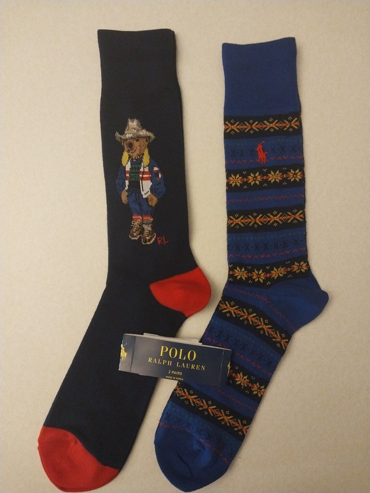 POLO BEAR Ralph Lauren Western Sun Valley Crew Cowboy Socks Mens 10-13 ...