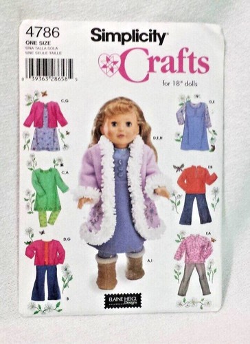 Simplicity Crafts Sewing Pattern 4786 Cut 18" Doll Clothes Wardrobe ...