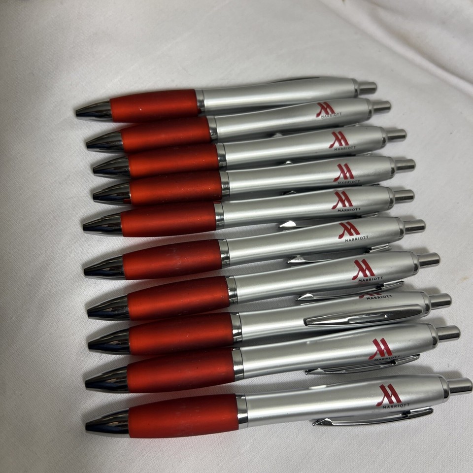 10 Marriott Hotel Executive Business Pens Silver Red Logo New & Pre ...