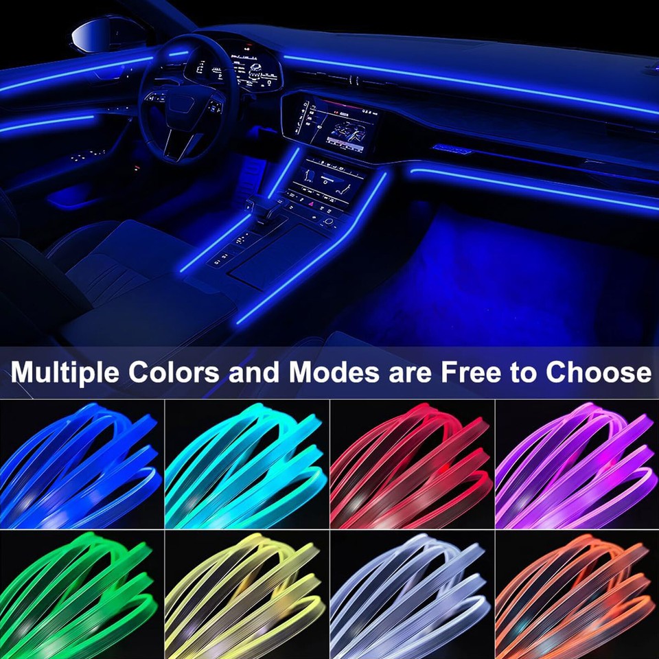 LED Neon Light Trim Glow Optic Fiber Strip Car Interior Ambient ...
