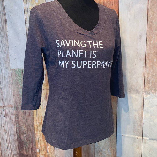 Handmade Upcycled Large Saving the Planet is My Superpower 3/4 Sleeve ...