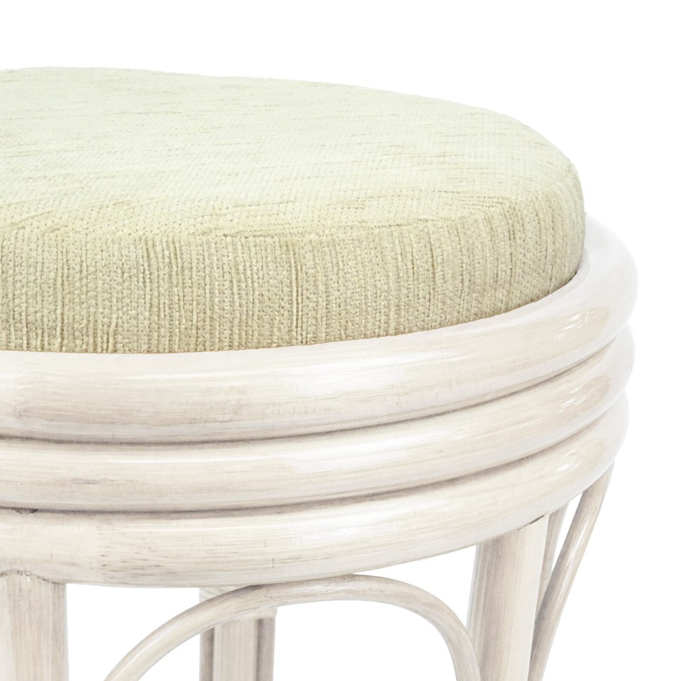 Handmade Round Stool Pier Rattan Wicker w/ Cushion Plant Stand, White ...