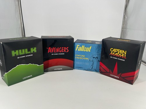 Lot of 4 Loot Crate 3D Hulk, Captain Marvel 3D, Captain America 3D ...