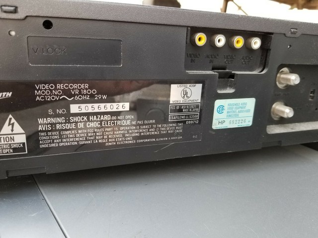 Vintage Zenith VHS Video Casette Recorder Player VR 1800 for sale ...