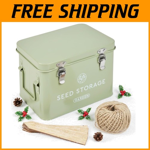 Metal Seed Packet Organizer with Bamboo Labels | eBay
