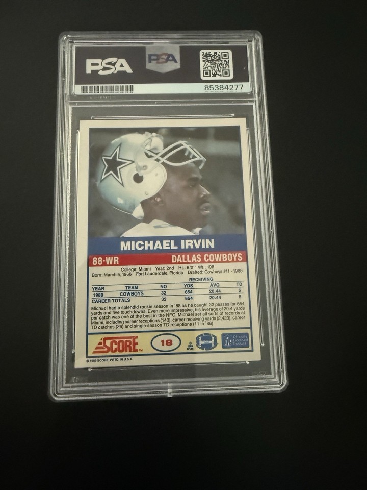 Michael Irvin 1989 Score Autograph Rookie Card #18 PSA/DNA 10 | eBay