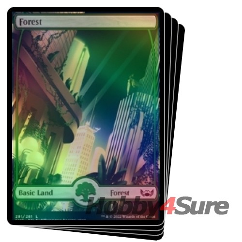 Foil Forest (281) (full Art) X4 M/NM Magic MTG Streets Of New Capenna ...