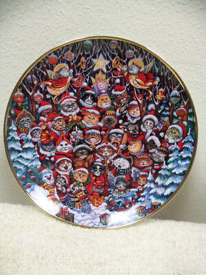 FRANKLIN MINT LIMITED EDITION "SANTA CLAWS" CHRISTMAS CAT PLATE - FINE ...