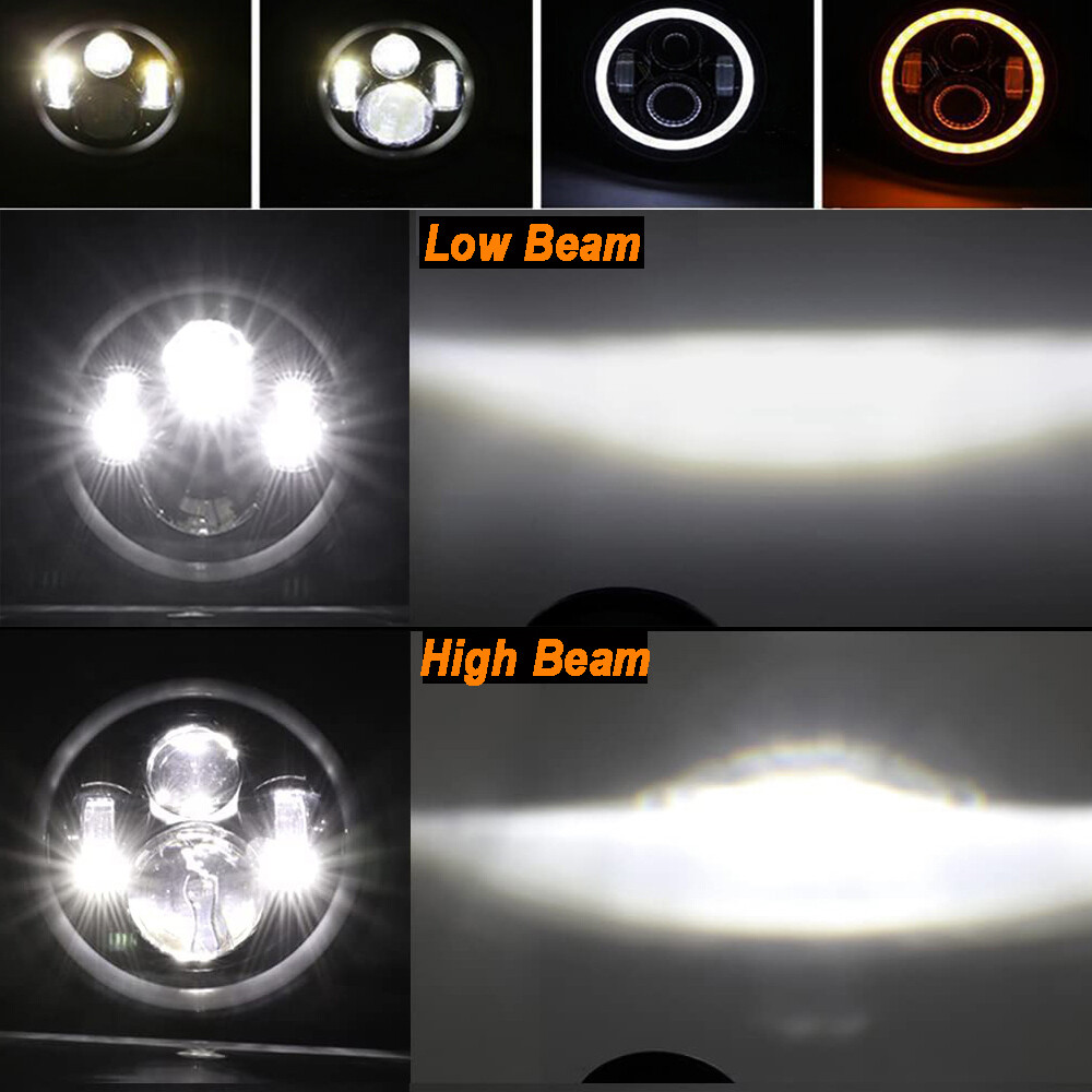 Pair 7" Inch Round LED Headlights Halo Angle Eyes For Hummer H2 ...