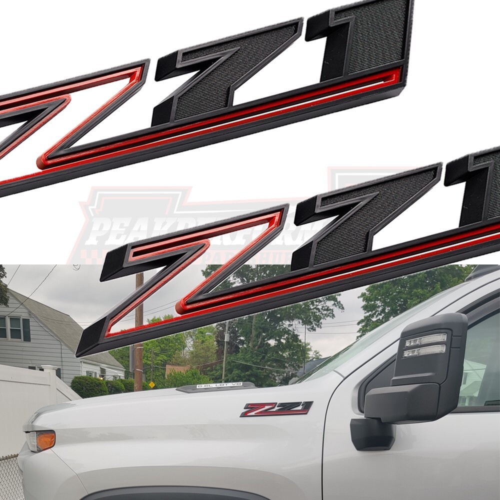 Set Of 2 Z71 Emblems Fender Badges For Silverado 84632695 Black Red ...