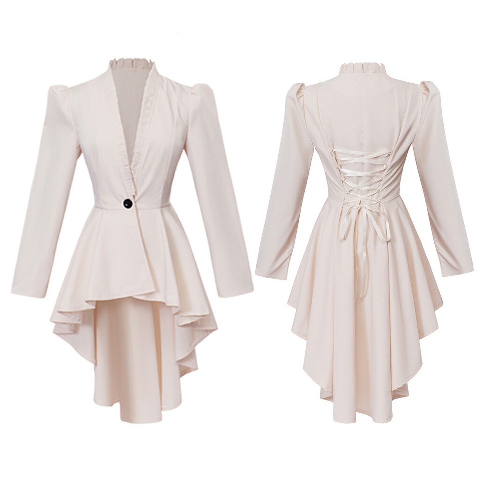 Women Retro Frock Coat Victorian Steampunk Women's Jacket Casual Lady ...