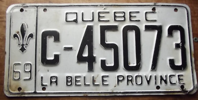 1969 QUEBEC LICENSE PLATE C-45073 | eBay