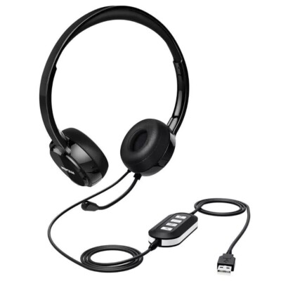 VTIN Kopfhörer Headset mit Mikrofon USB&3,5mm Anschluss für Skype ...