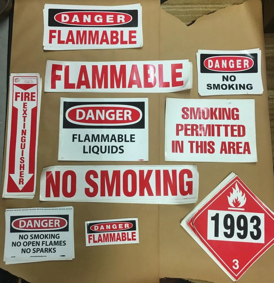Lot/55 Assorted Self Adhesive Safety Signs, New And Unused | eBay
