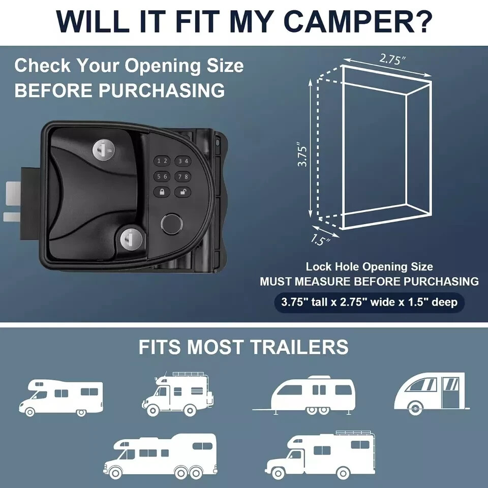 RV Door Lock Keyless Entry Keypad, Fingerprint Metal RV Keyless Entry ...