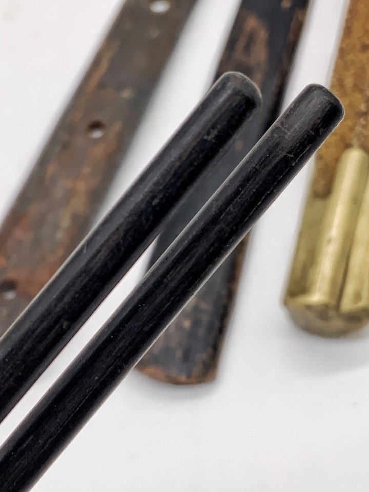 Antique Chinese Shagreen Ray skin eating set horn chopsticks knife ...