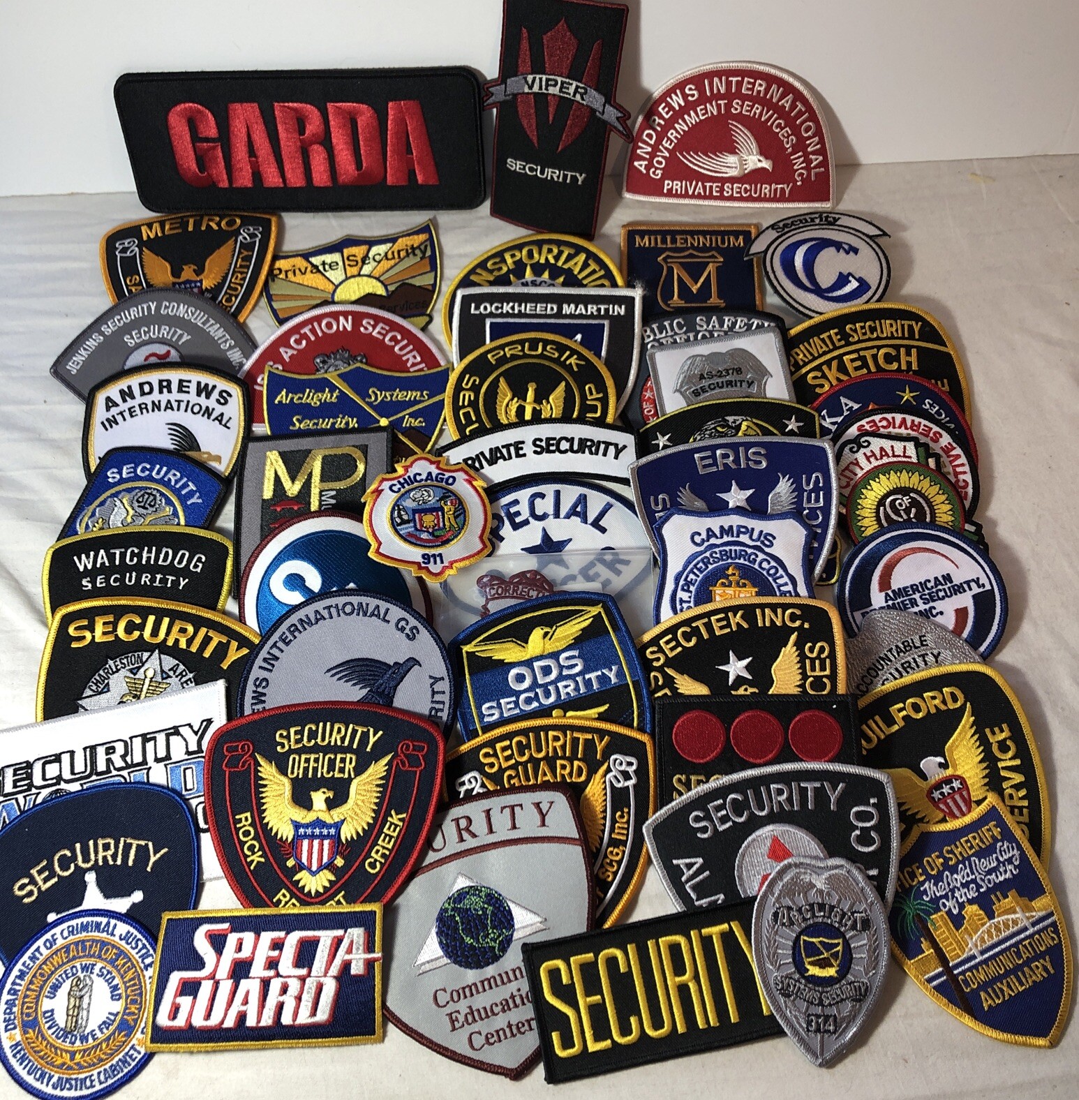 Mixed Lot Of 50 Private Security Guard Shoulder Patch College Andrews ...