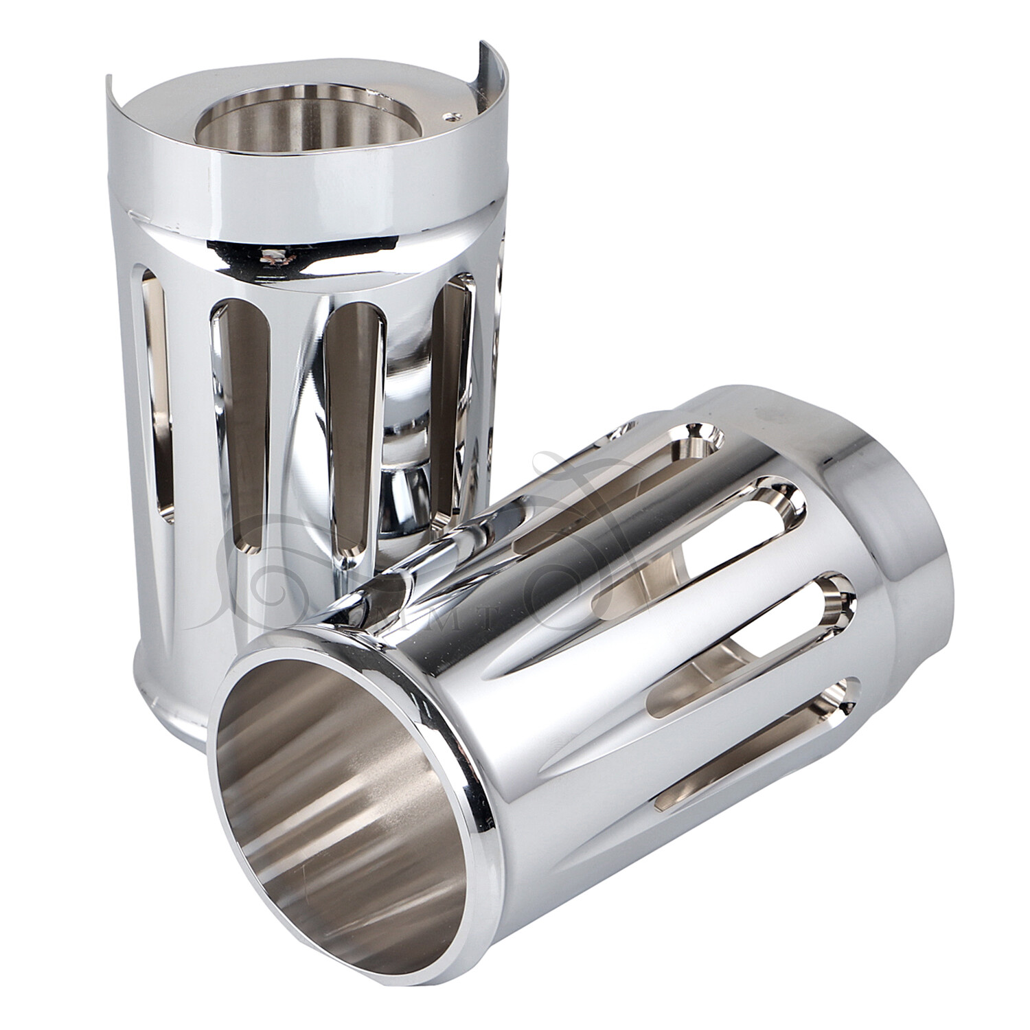Chrome Alumium Fork Boot Slider Cover Cow Bells For Harley Road King ...