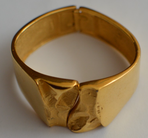 Statement Trifari modernist Jonathan Bailey (?) gold tone bracelet, as ...