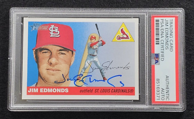2004 JIM EDMONDS Signed Topps Heritage Card-ST. LOUIS CARDINALS-PSA | eBay