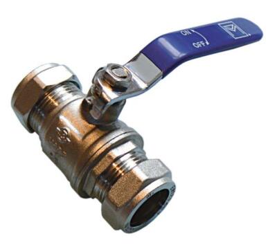 15mm Compression Lever Ball Valve - Full Bore Isolation Valve With Blue ...
