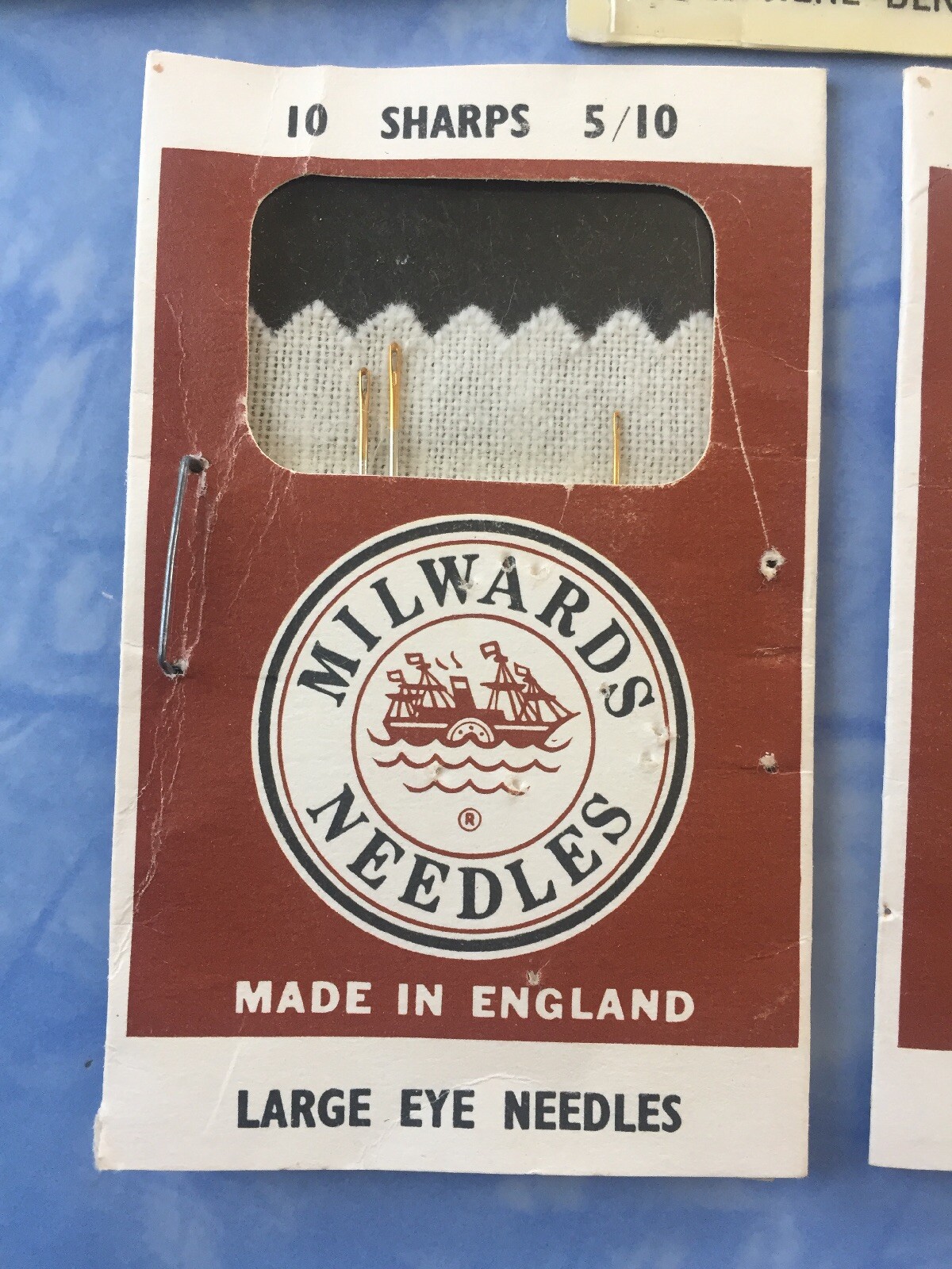 Milwards Needles Gold Vintage Made in England J&P Coats Needles Harpers ...