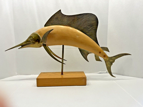 Vintage Large Frederick Cooper MCM Marlin/Sword Fish Sculpture Wood ...