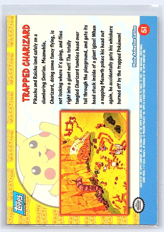 Holo Topps Trapped Charizard Trading Card “Pikachu’s Vacation” Pokémon ...