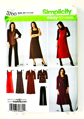 5 pcs Wardrobe PANTS TUNIC DRESS JUMPER SHIRT DRESS Simplicity 3700 Sz ...