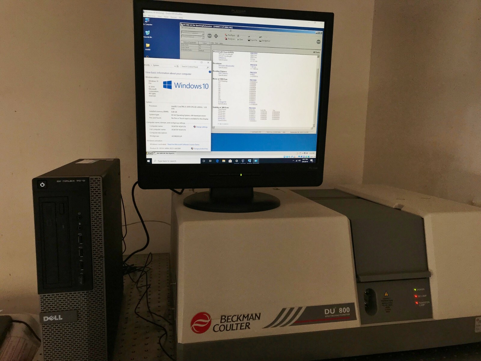 Beckman Coulter DU 800 UV/VIS Spectrophotometer on Windows 10 Pro ...