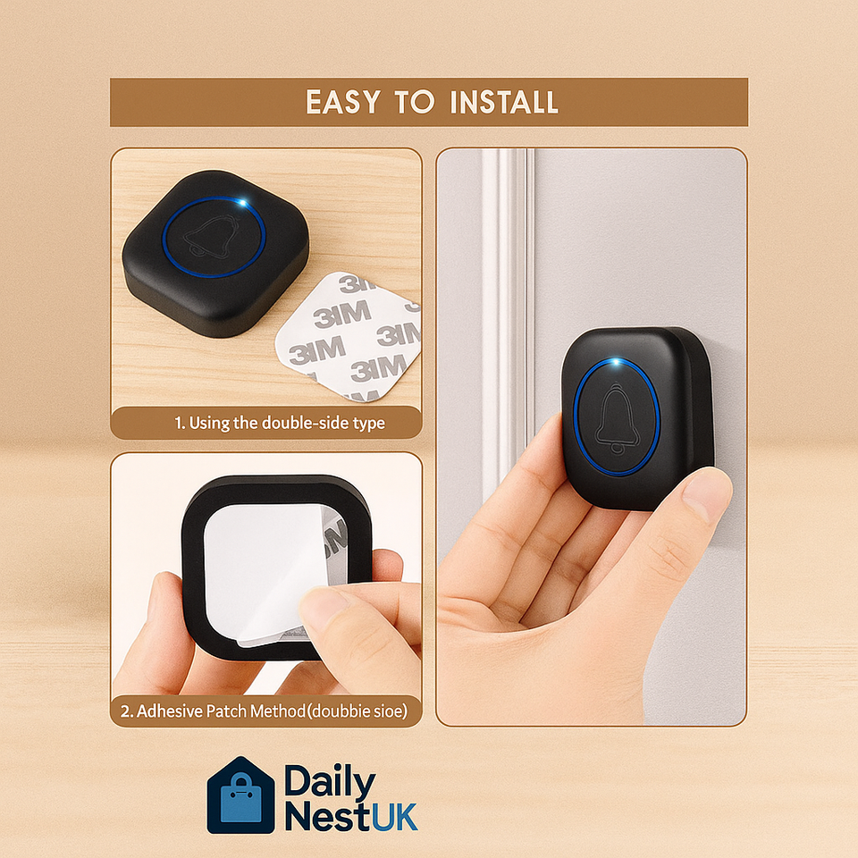 Wireless Doorbell Waterproof Long Range Smart Chime Kit with UK Plug ...