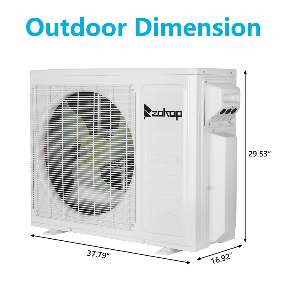 ZOKOP 18000 BTU Dual Zone Mini Split Air Conditioner Heat Ductless 20 ...