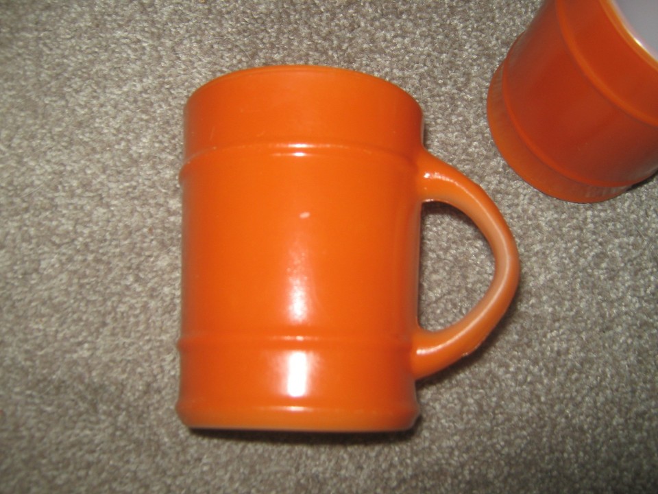 4 Vintage Fire King Anchor Hocking Rust Coffee Cups D Shaped Handle | eBay