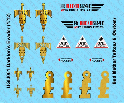 1/12 Scale GI Joe Cobra Darklon's Evader Waterslide Decals for 6 inch ...