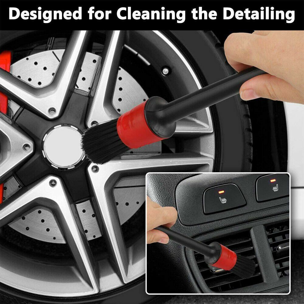 Car Detailing Brush Wheel Rims Tire Seat Engine Cleaning Tool Kit Auto ...