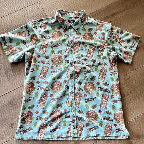Shinesty Swaylos Tikki Print Hawaiian Camp Shirt Men XL Blue Button Up ...