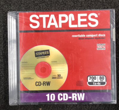 Staples CD-RW 10/Pack 700mb 80 Min 1x-4x | eBay