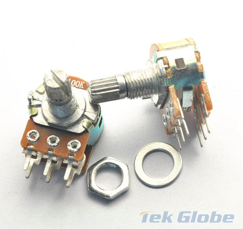 5pcs B20K Dual Gang Potentiometer Linear stereo Pot with 20mm Split ...