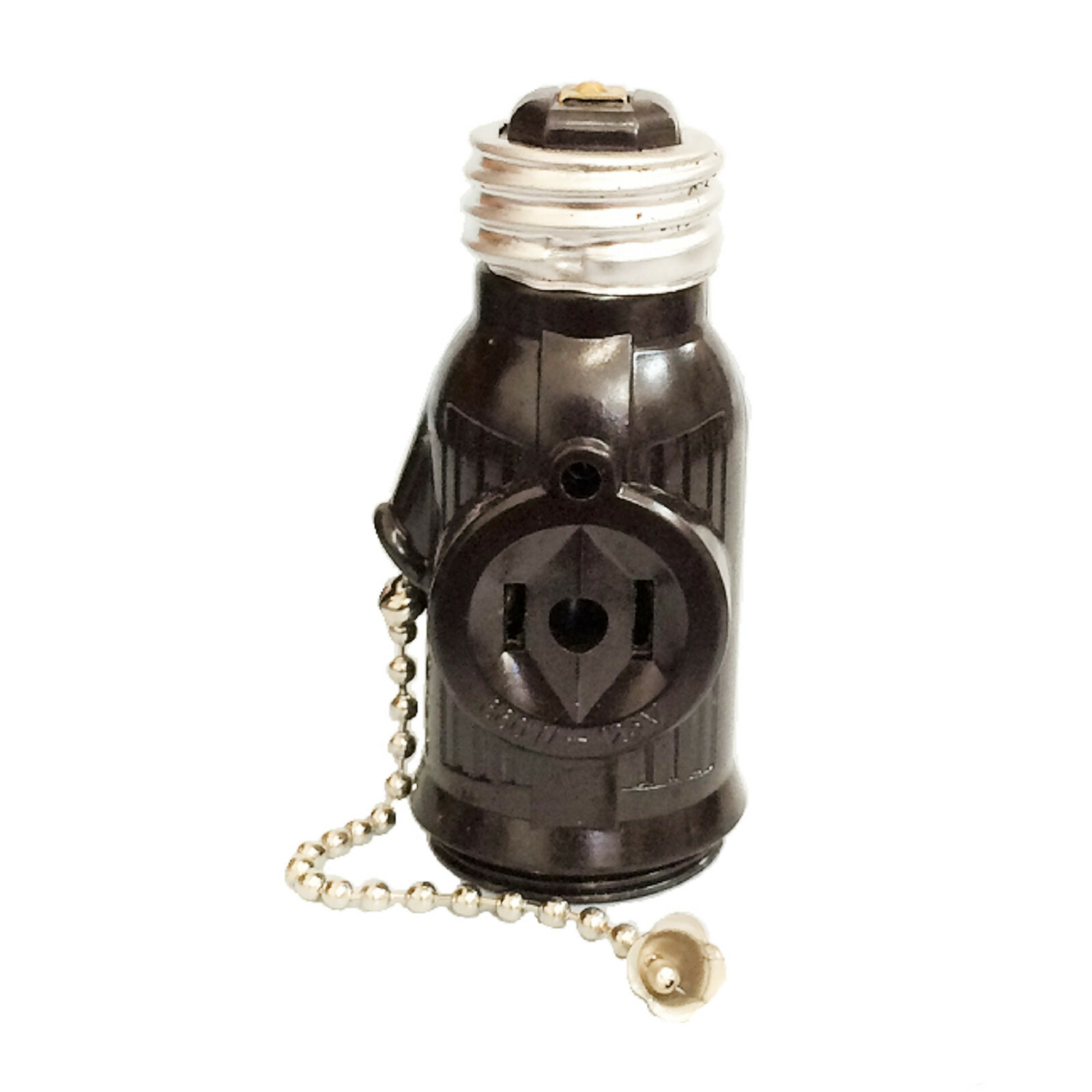 125 Volt, Two Outlet With Pull Chain Socket Adapter, Ivory And Black | eBay