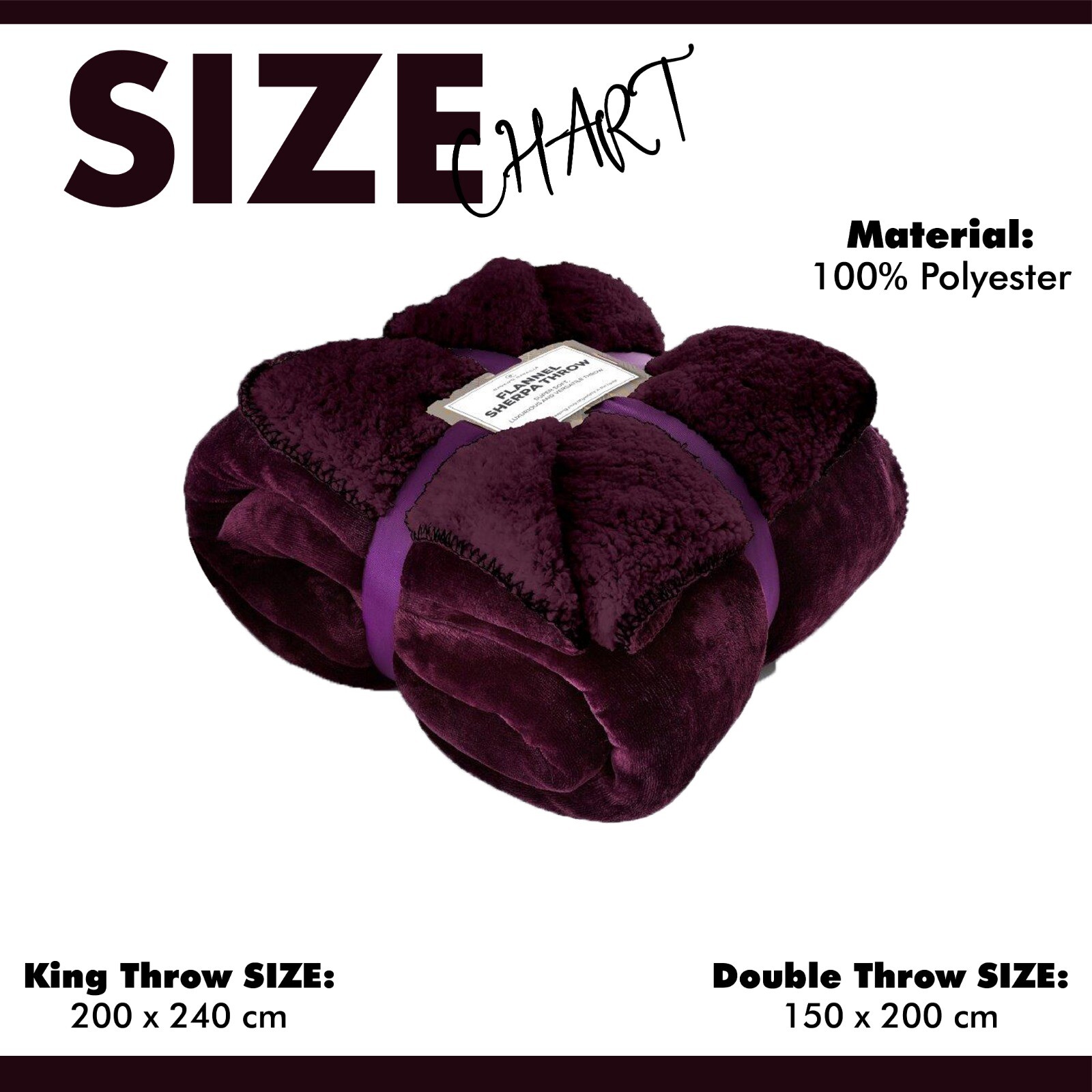 Flannel Sherpa Soft Warm Plain Fleece Throws Over Large Sofa Throw Bed ...