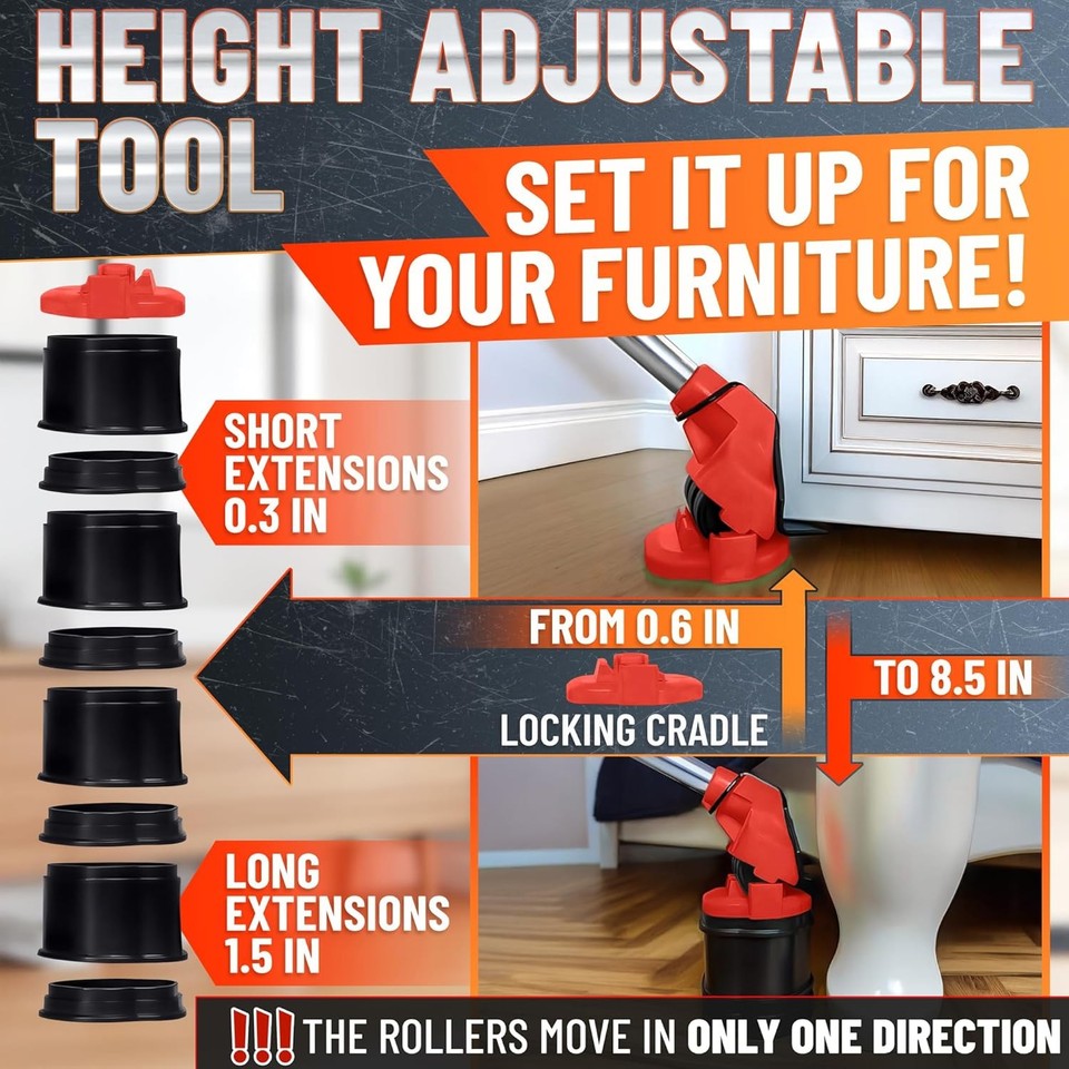Heavy Furniture Movers with Wheels – Furniture Lifter Tool for Easy ...