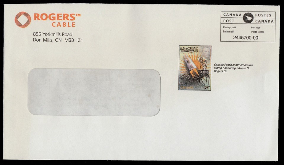 ⭐ROGERS CABLE - HONOURING "ED ROGERS COMMEMORATIVE STAMP"⭐(2) COVERS ...
