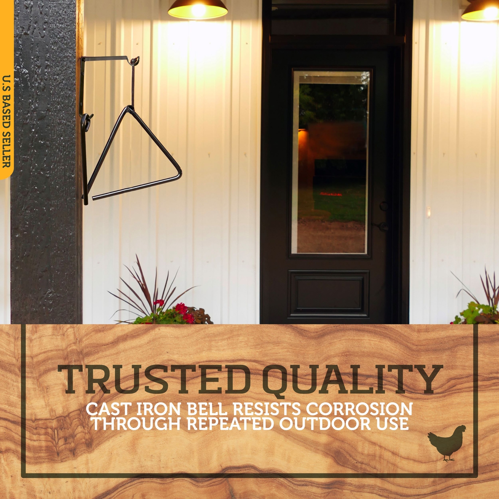 Rural365 Triangle Dinner Bell 8in Cast Iron Dinner Bells Forged Metal ...