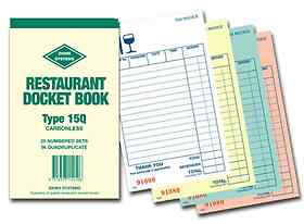 2 x Restaurant Docket Book Quadruplicate Zions Take Away Order | eBay