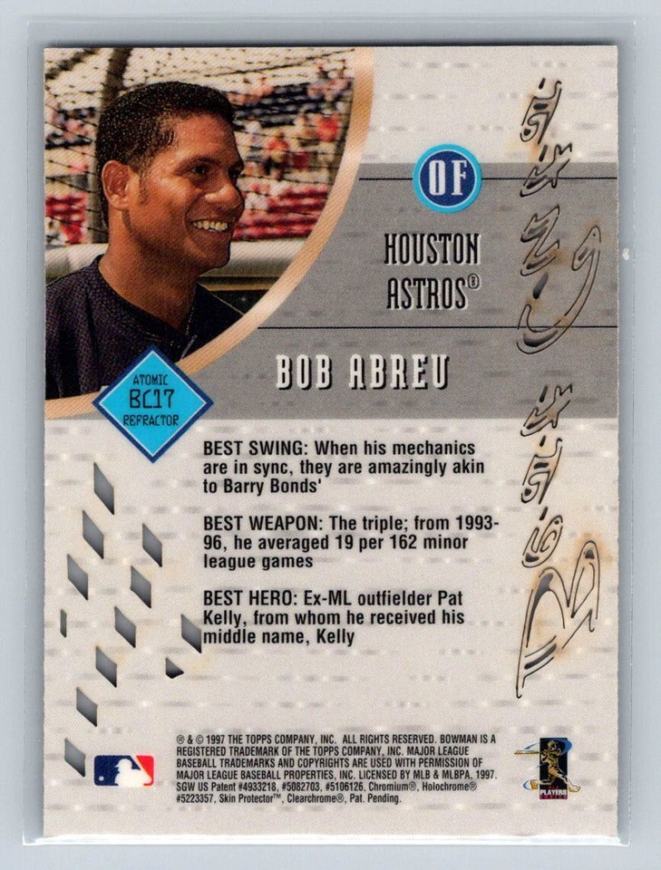 1997 Bowman's Best Best Cuts Atomic Refractor Bob Abreu #BC17 Houston ...
