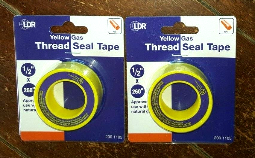 Lot of 2 LDR Yellow Gas Thread Seal Tape *For Pipe* (1/2" x 260" Each ...